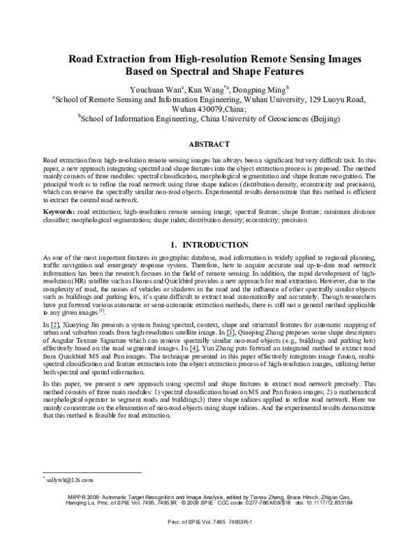 Pdf Road Extraction From High Resolution Remote Sensing Image Based On Phase Classification