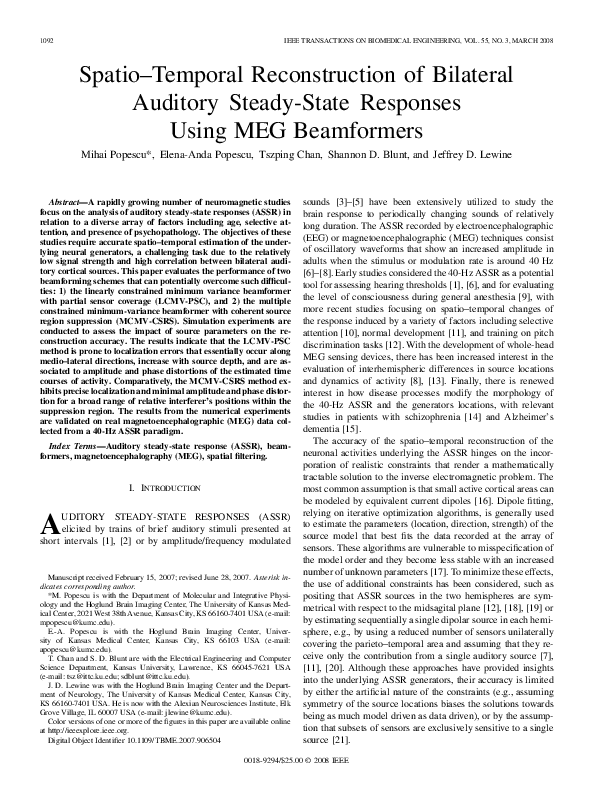 Pdf Beamforming Techniques For Auditory Responses