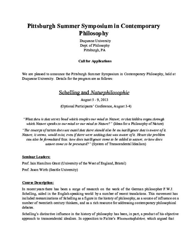 (PDF) PSSCP 2013: Schelling and Naturphilosophie