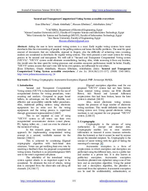 (PDF) Secured and Transparent Computerized Voting System accessible everywhere