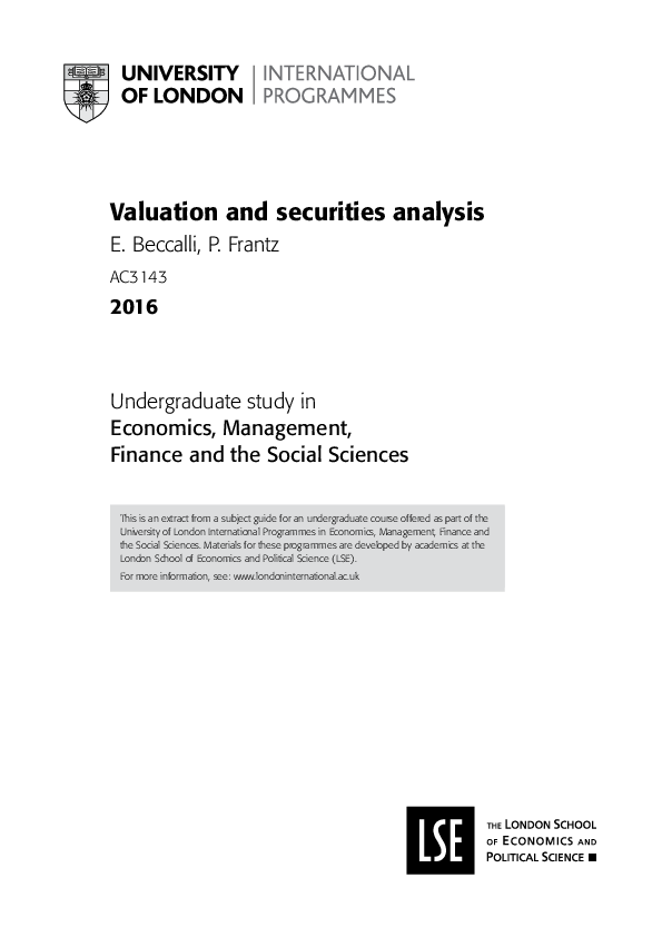 (PDF) Valuation and securities analysis