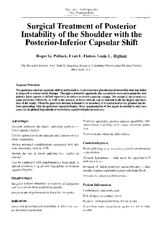 (PDF) Surgical treatment of posterior instability of the shoulder with ...