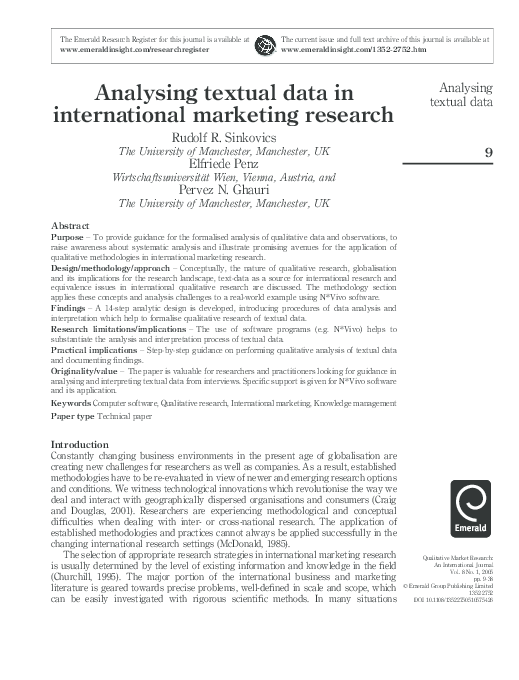 (PDF) Analysing textual data in international marketing research