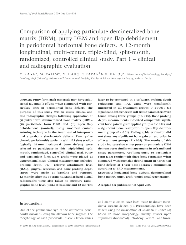 (PDF) Comparison of applying particulate demineralized bone matrix (DBM ...