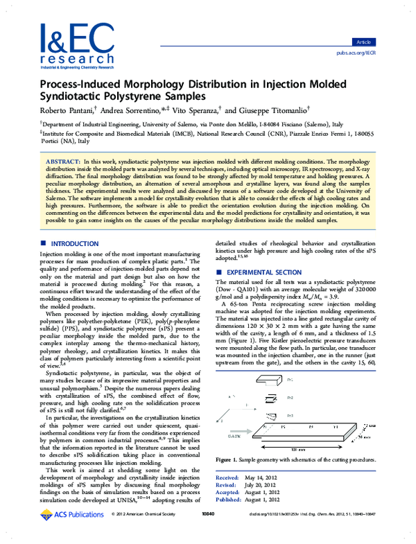 (PDF) Process-induced morphology distribution in injection molded syndiotactic polystyrene samples