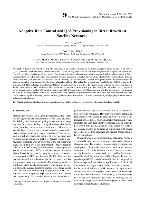 (PDF) Adaptive Rate Control and QoS Provisioning in Direct Broadcast ...