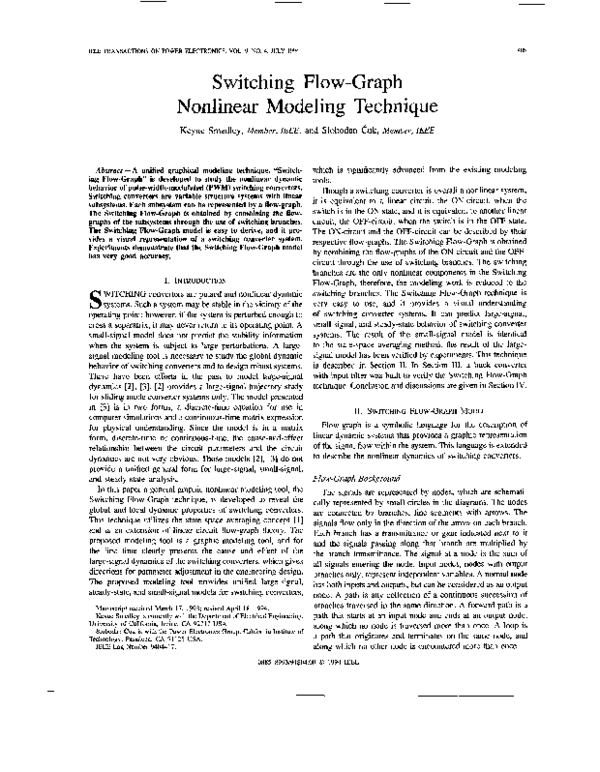 Pdf Switching Flow Graph Nonlinear Modeling Technique