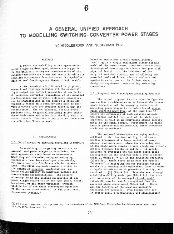 (PDF) A general unified approach to modeling switching-converter power stages