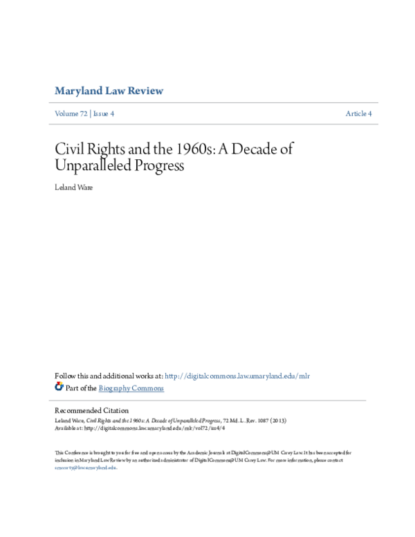 (PDF) Civil Rights and the 1960s: A Decade of Unparalleled Progress