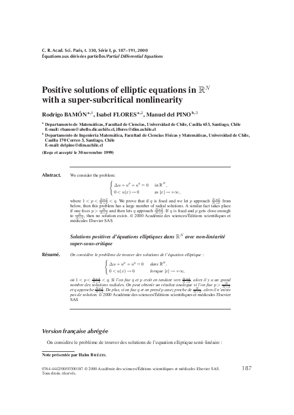 (PDF) Positive solutions of elliptic equations in with a super-subcritical nonlinearity