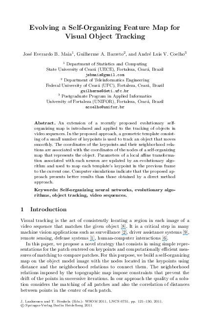 (PDF) Evolving a Self-Organizing Feature Map for Visual Object Tracking