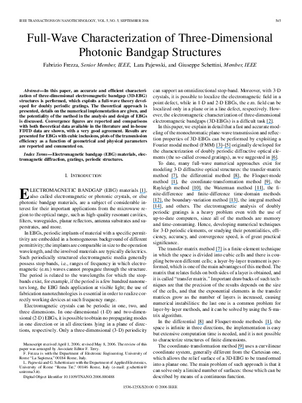(PDF) Full-Wave Characterization of Three-Dimensional Photonic Bandgap ...