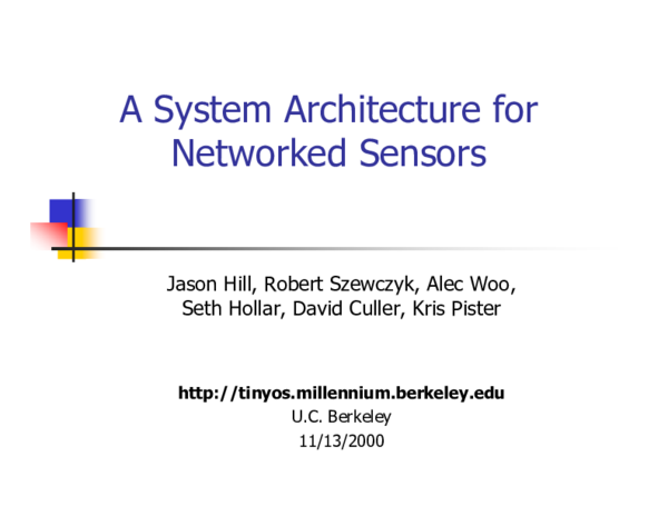 (PDF) System architecture directions for networked sensors | alecs S. - Academia.edu