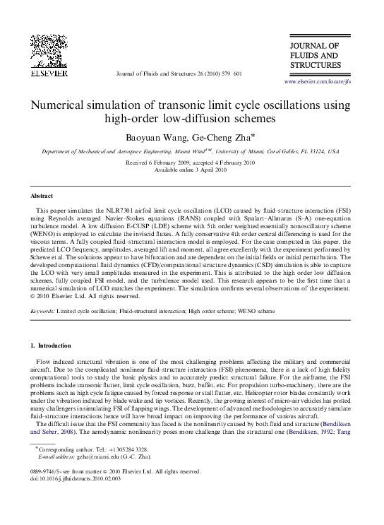 (PDF) Numerical simulation of transonic limit cycle oscillations using high-order low-diffusion ...