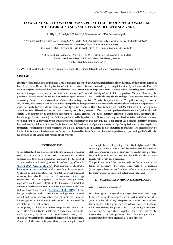 (PDF) LOW COST SOLUTIONS FOR DENSE POINT CLOUDS OF SMALL OBJECTS ...
