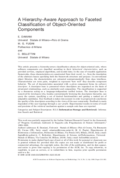 (PDF) A hierarchy-aware approach to faceted classification of objected-oriented components