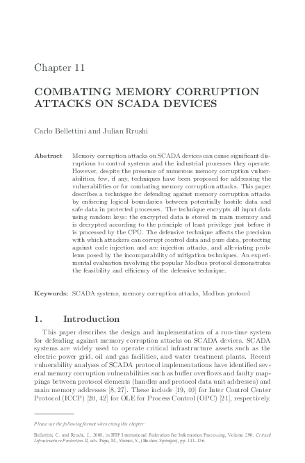 (PDF) Combating Memory Corruption Attacks On Scada Devices