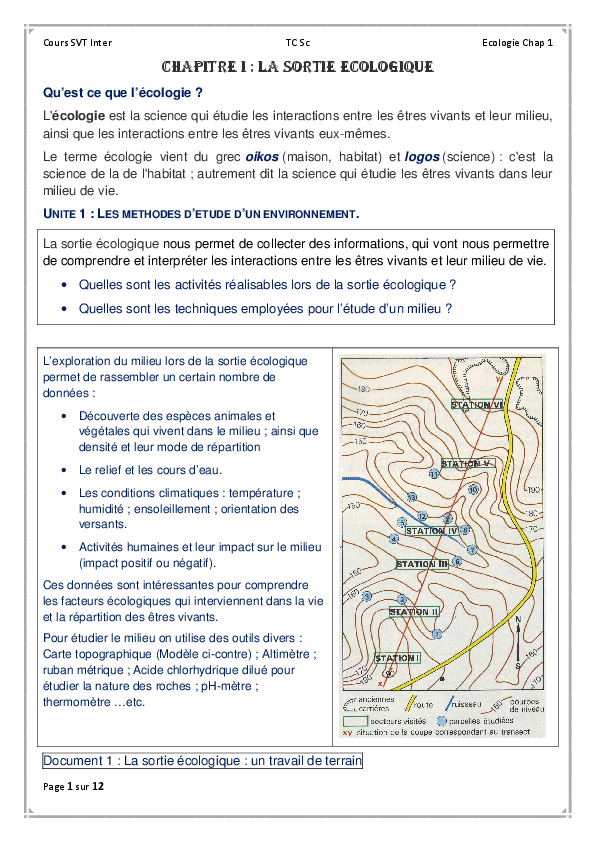 (PDF) CHAPITRE I : LA SORTIE ECOLOGIQUE
