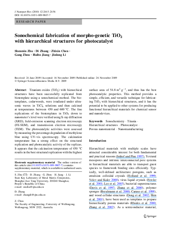 (PDF) Sonochemical fabrication of morpho-genetic TiO 2 with ...
