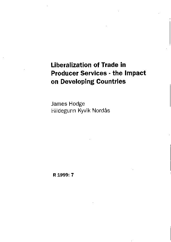 (PDF) Liberalization of Trade in Producer Services - the Impact on ...