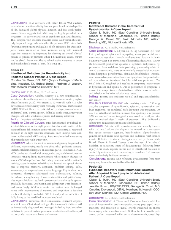 (PDF) Poster 20 Intrathecal Methotrexate Neurotoxicity in a Pediatric ...