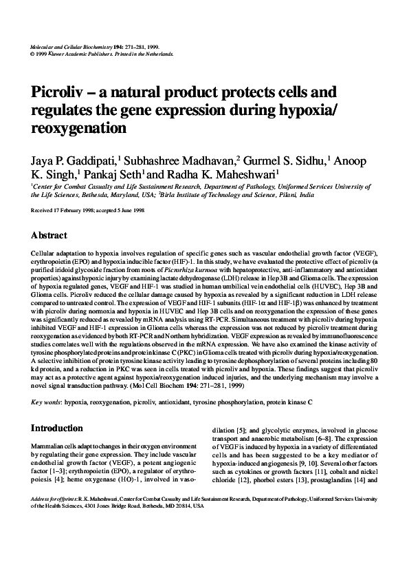 (PDF) Picroliv - a natural product protects cells and regulates the ...