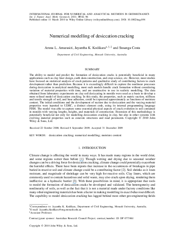 (PDF) Numerical modelling of desiccation cracking
