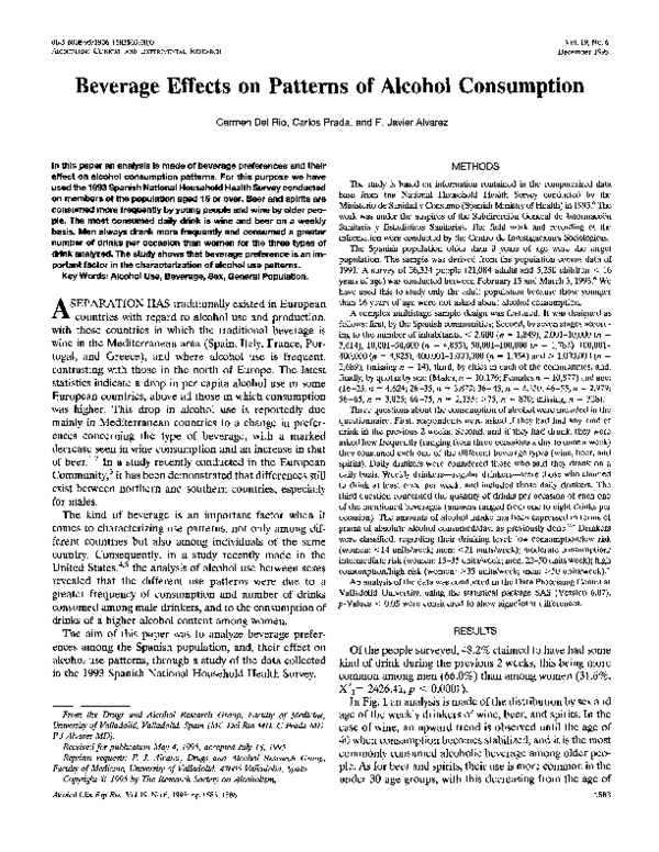 (PDF) Beverage Effects on Patterns of Alcohol Consumption