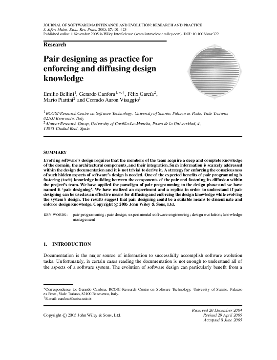 (PDF) Pair designing as practice for enforcing and diffusing design ...