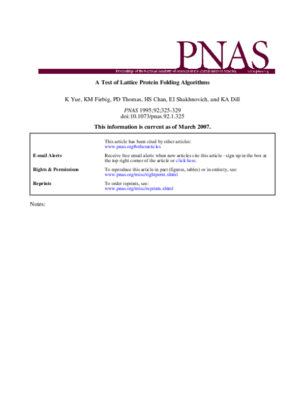 Pdf A Test Of Lattice Protein Folding Algorithms