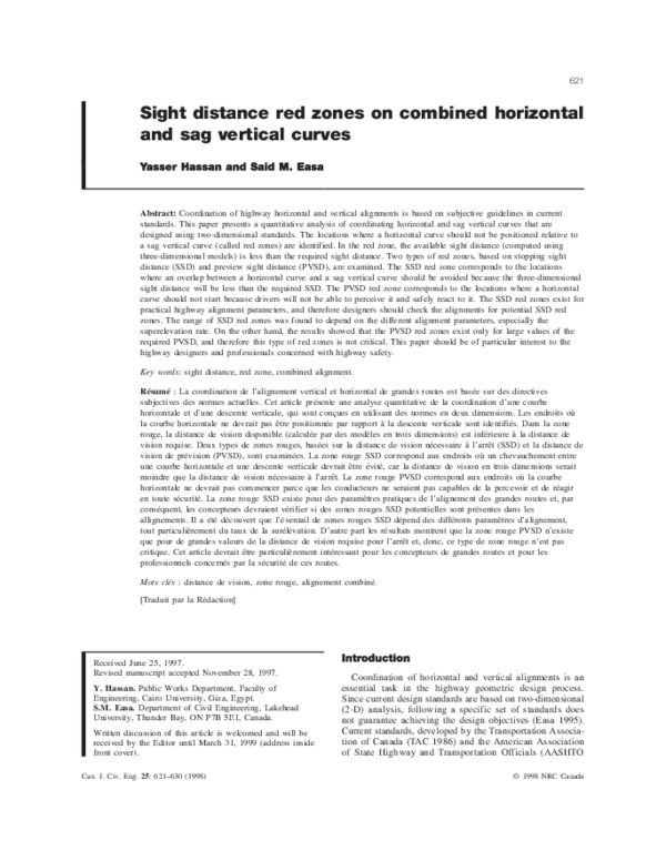 (PDF) Sight distance red zones on combined horizontal and sag vertical ...
