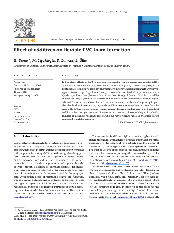 (PDF) Effect of additives on flexible PVC foam formation