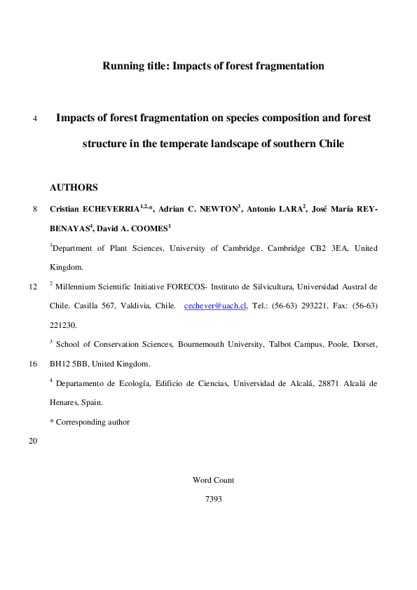 (PDF) Impacts of forest fragmentation on species composition and forest ...