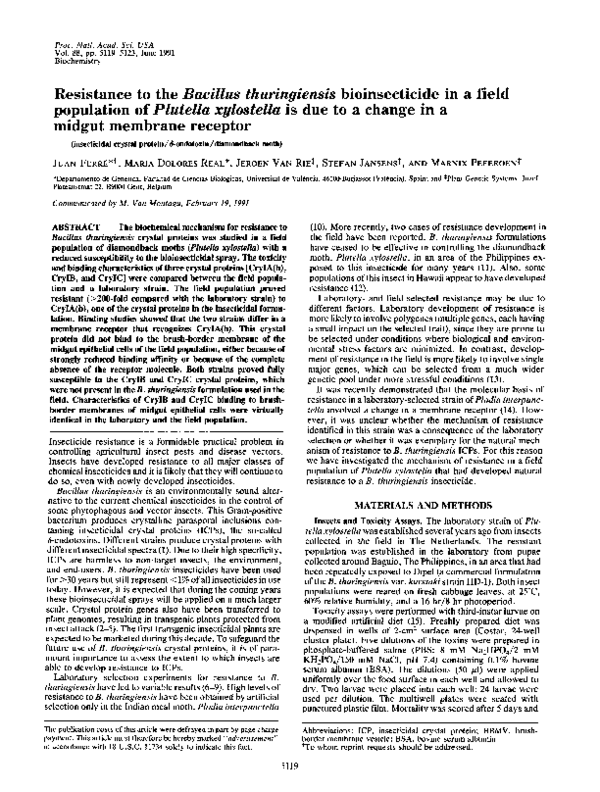 (PDF) Resistance to the Bacillus thuringiensis Bioinsecticide in a Field Population of Plutella ...
