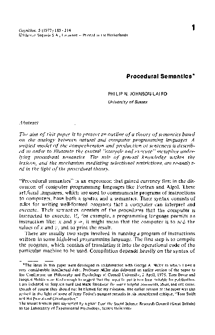 (PDF) Procedural semantics