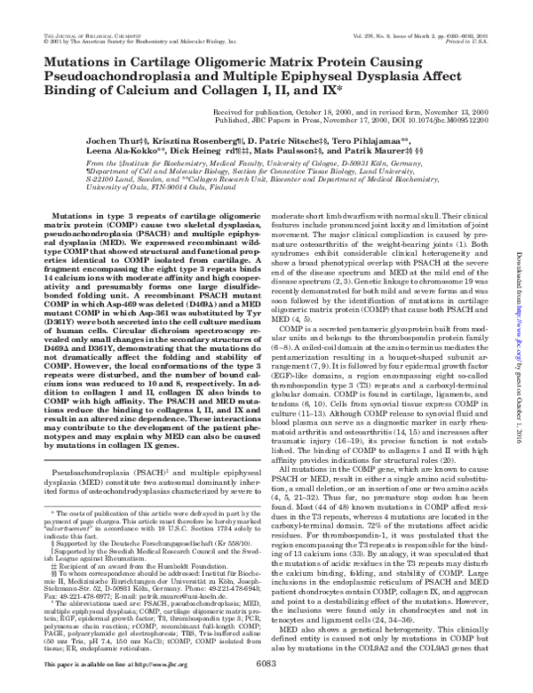 (PDF) Mutations in the Cartilage Oligomeric Matrix Protein (COMP) Gene ...