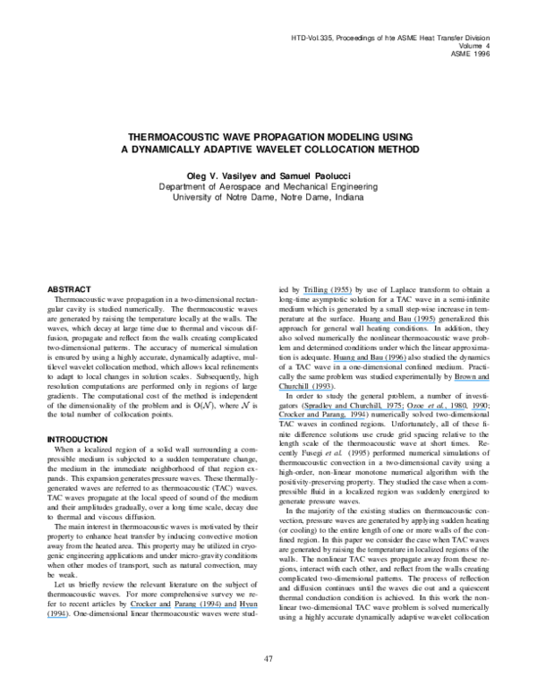 Pdf Thermoacoustic Wave Propagation Modeling Using A Dynamically Adaptive Wavelet Collocation