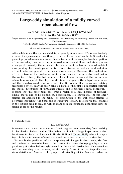 (PDF) Large-eddy simulation of a mildly curved open-channel flow