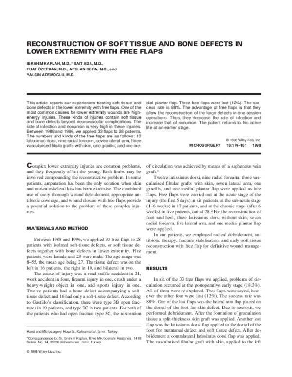 (PDF) Reconstruction of soft tissue and bone defects in lower extremity ...