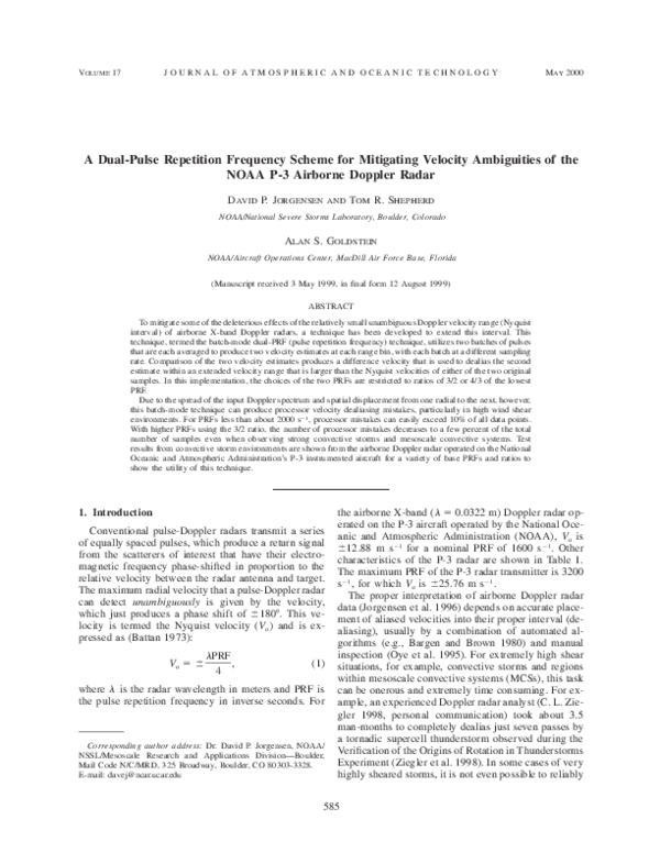 (PDF) A Dual-Pulse Repetition Frequency Scheme for Mitigating Velocity Ambiguities of the NOAA P ...