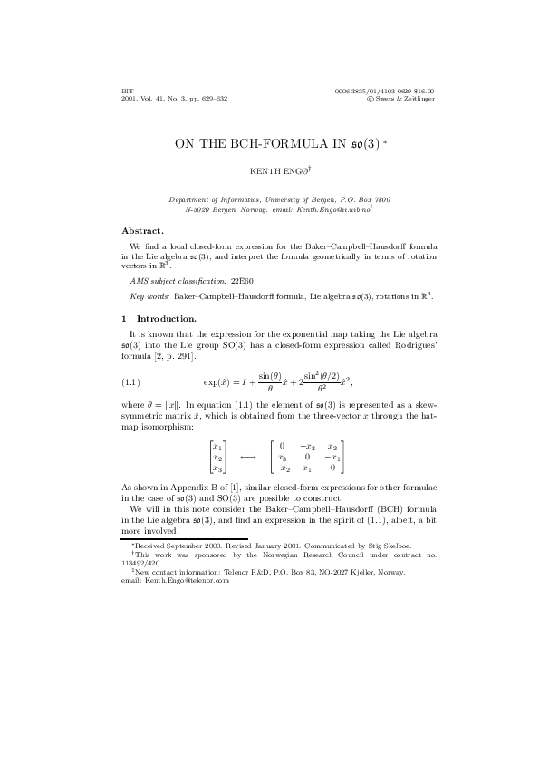 (PDF) On the BCH-formula in so(3