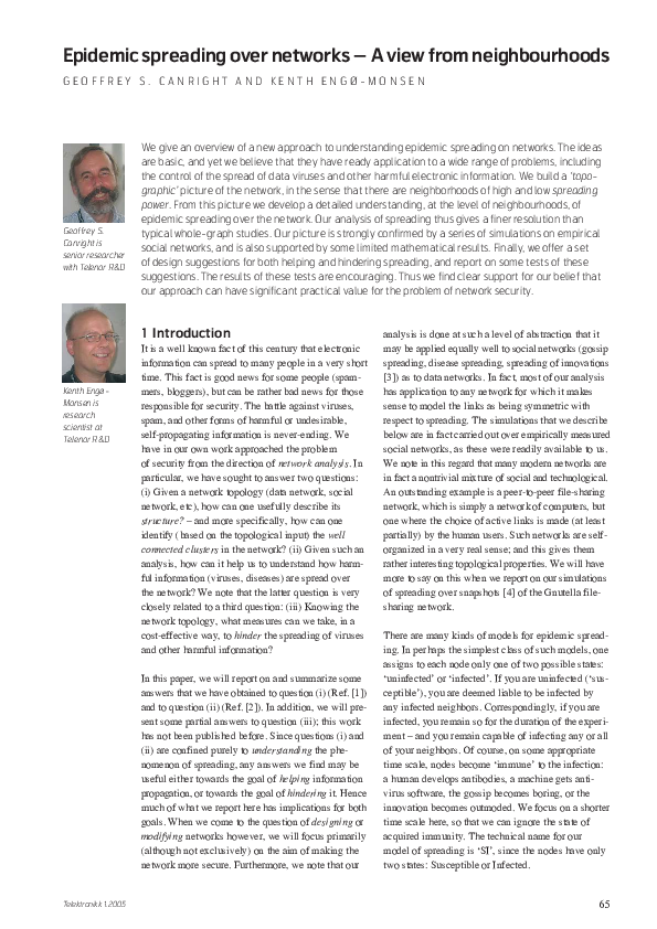 (PDF) Epidemic spreading over networks - A view from neighbourhoods