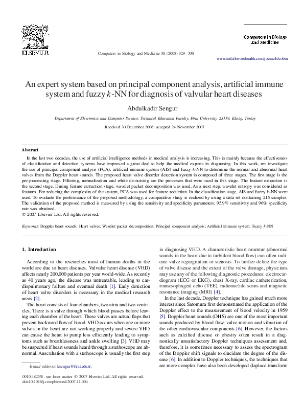 Pdf An Expert System Based On Principal Component Analysis Artificial Immune System And Fuzzy