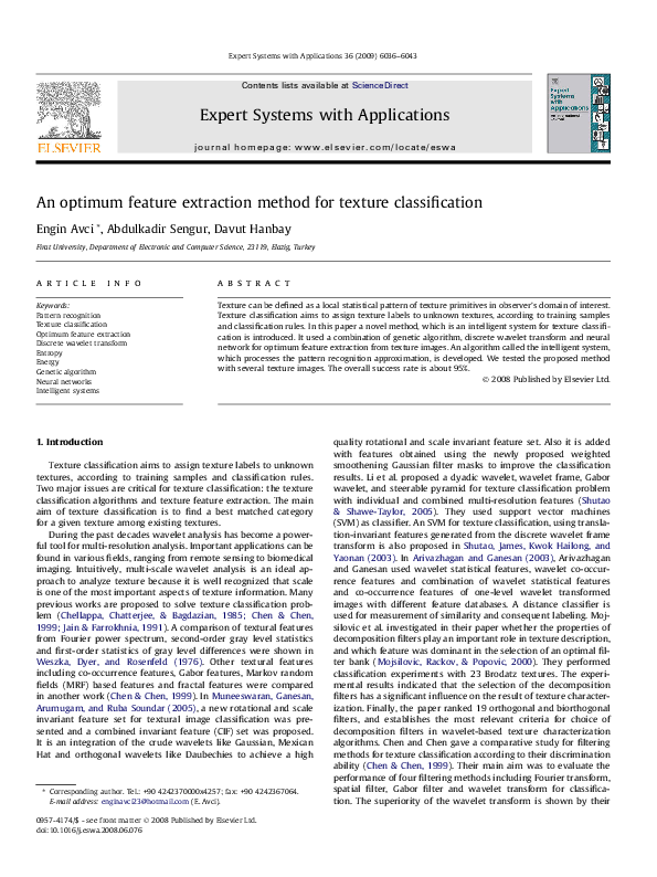 An Optimum Feature Extraction Method For Texture Classification