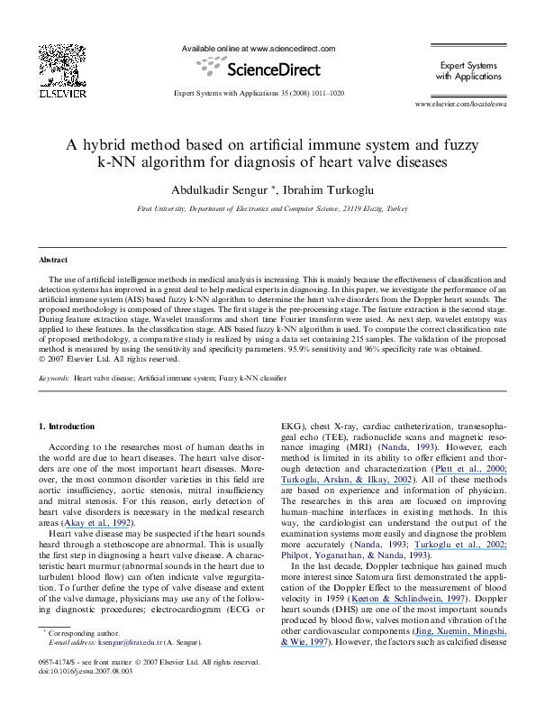 (PDF) A hybrid method based on artificial immune system and fuzzy k-NN ...