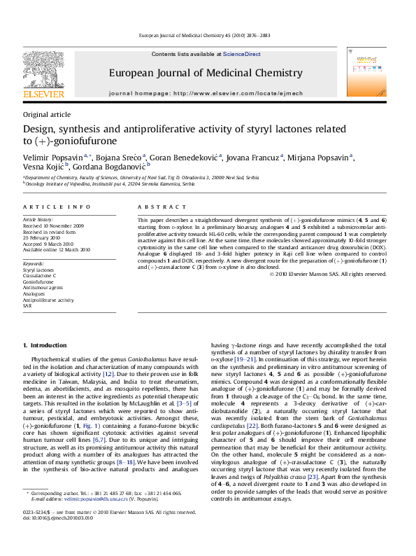 (PDF) Design, synthesis and antiproliferative activity of styryl ...