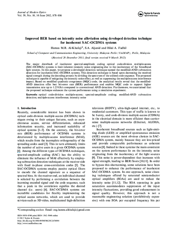 Pdf A New Technique For Reduction Of Multi Access Interference In Sac
