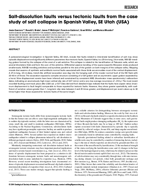 (PDF) Salt-dissolution faults versus tectonic faults from the case ...