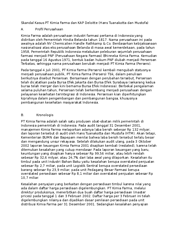 Doc Studi Kasus Kimia Farma Dan Satyam Auditing Docx
