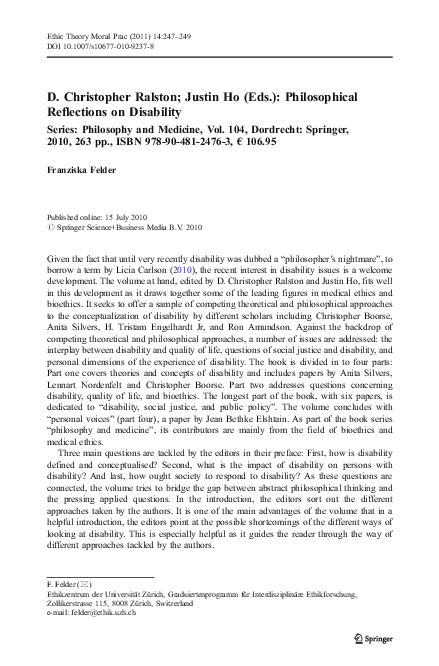 (PDF) D. Christopher Ralston; Justin Ho (Eds.): Philosophical ...